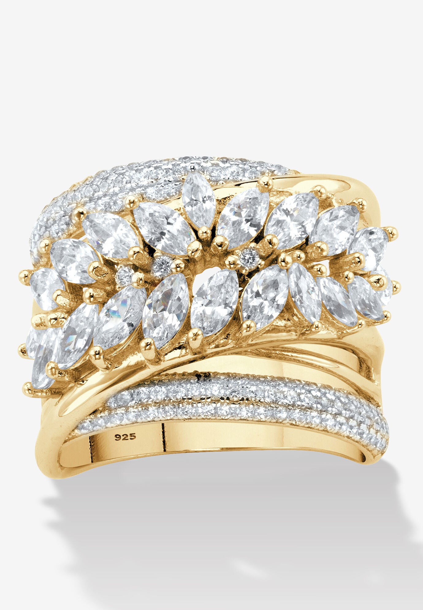 4.18 Cttw. Cubic Zirconia 14K Gold-Plated Sterling Silver Diagonal ...