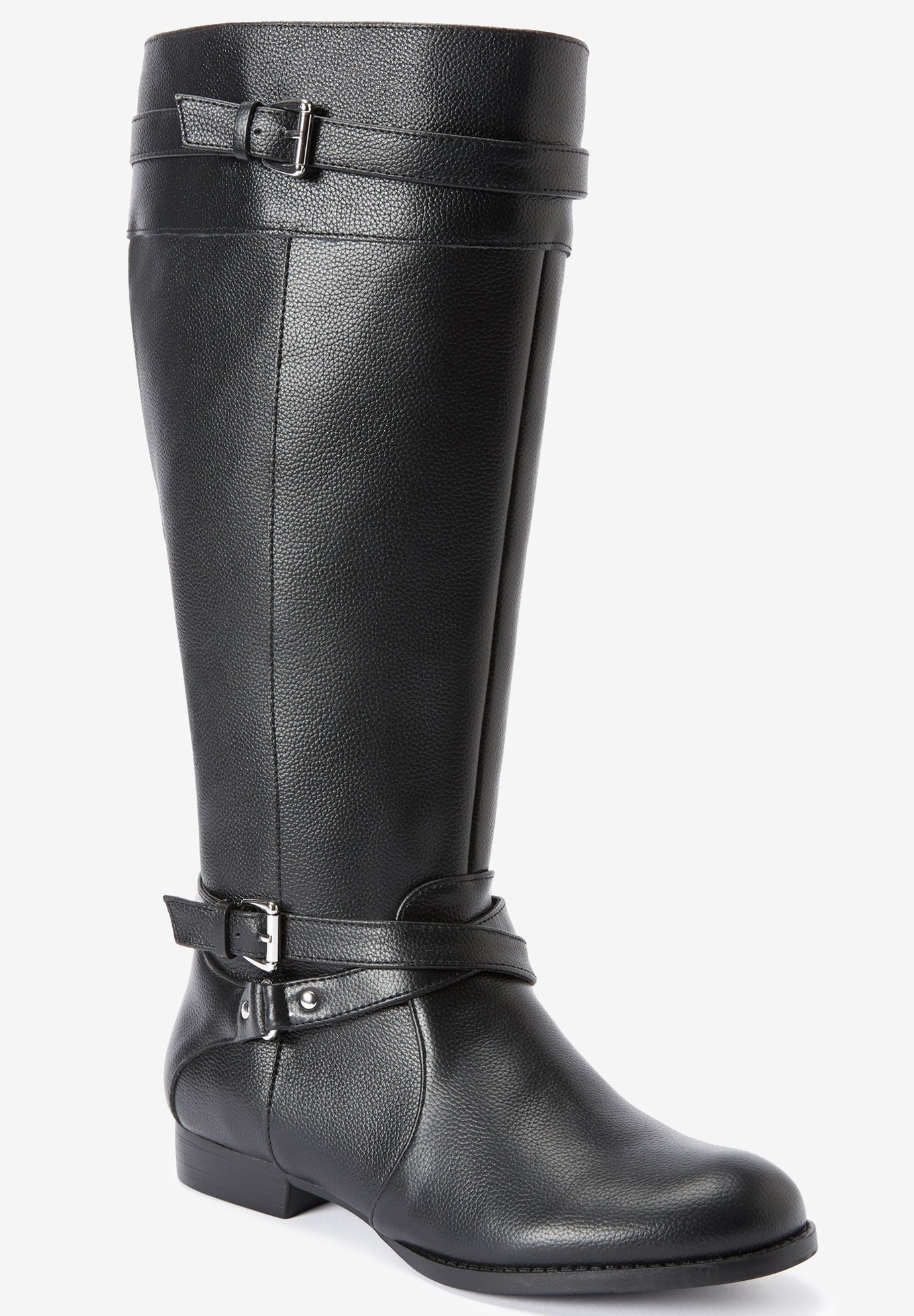 The Janis Tall Wide Calf Leather Boot By Comfortview | June And Vie