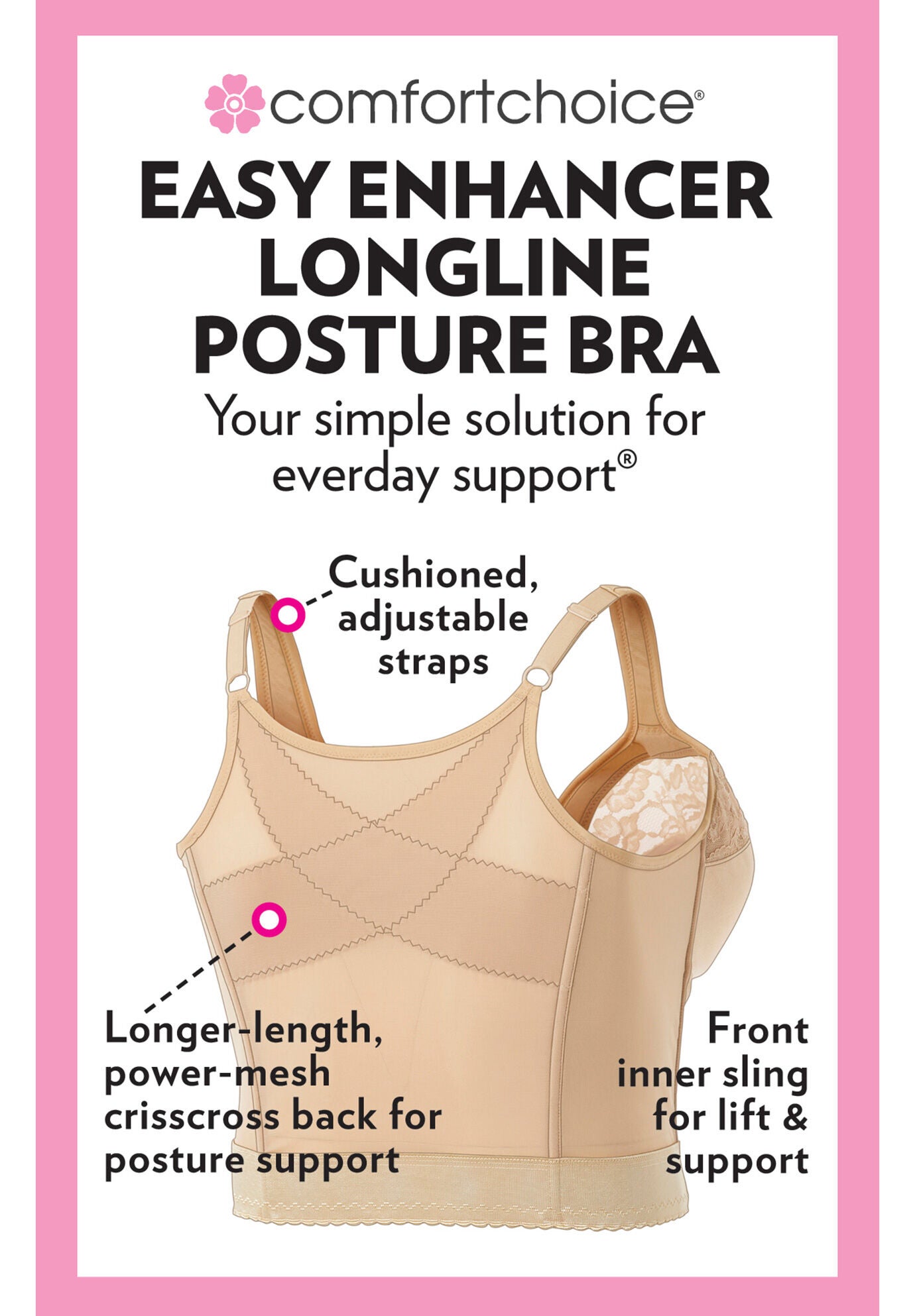 Easy Enhancer® Wireless Longline Posture Bra | June And Vie
